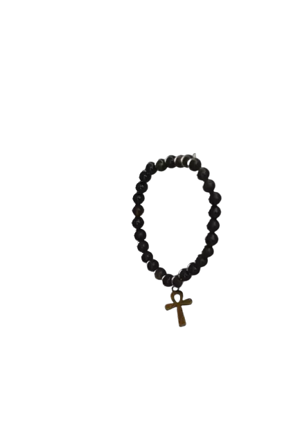 Black Obsidian Ankh Bracelet - Aksêptuhns