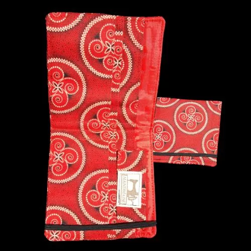 African Print Seshweshwe Wallet (Red & Beige) - Aksêptuhns
